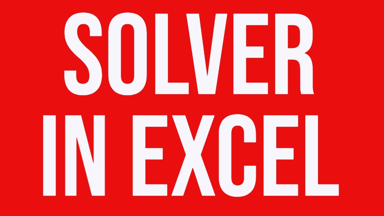 Solver in Microsoft Excel 2007 - YouTube