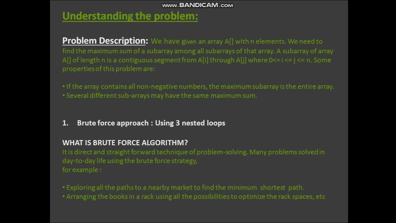 Comparison between two algorithms by solving maximum subarray problem ...