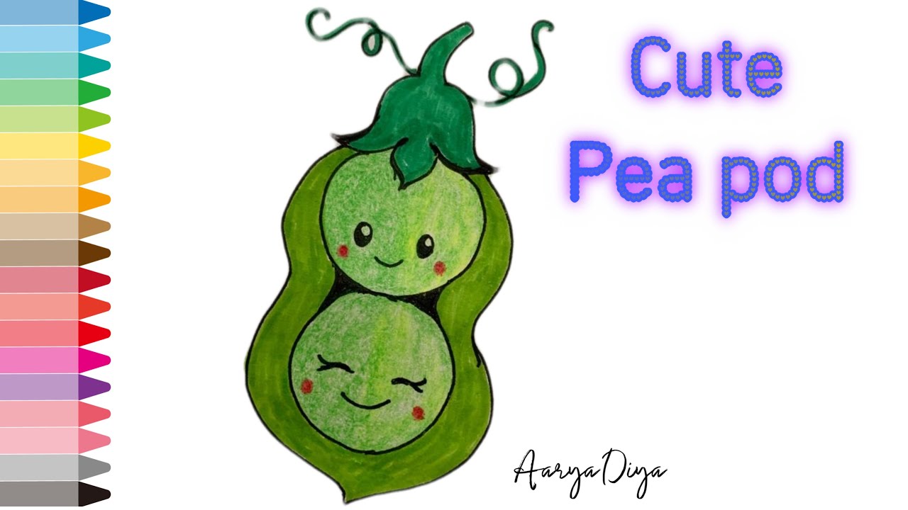 How to Draw a Cute Peas in a Pod | Cute Peas and Pods - YouTube