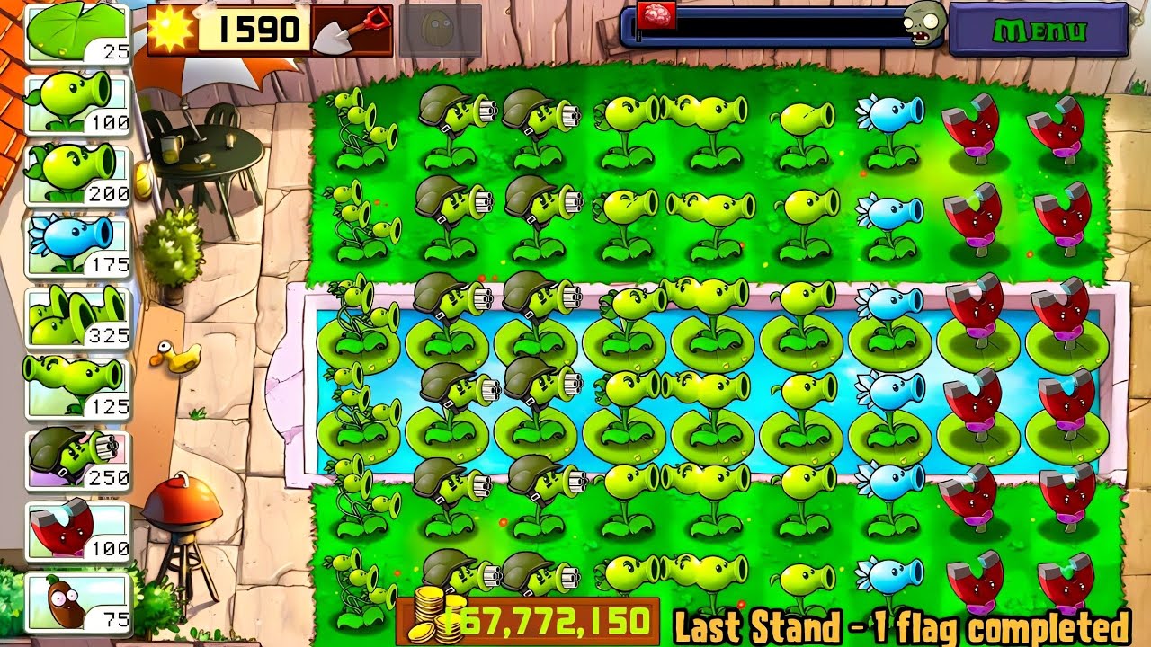 Pvz :*MINI GAMES*_Last Stand Pool ( PVZ All PEA + MAGNET-SHROOM) Combo ...
