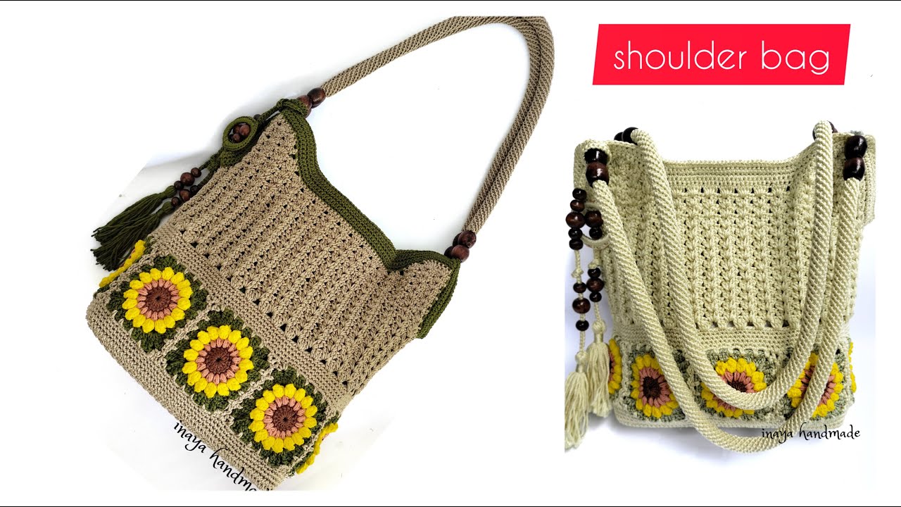 CARA MEMBUAT TAS RAJUT GRANNY SQUARE II TAS RAJUT ETNIK II CROCHET ...