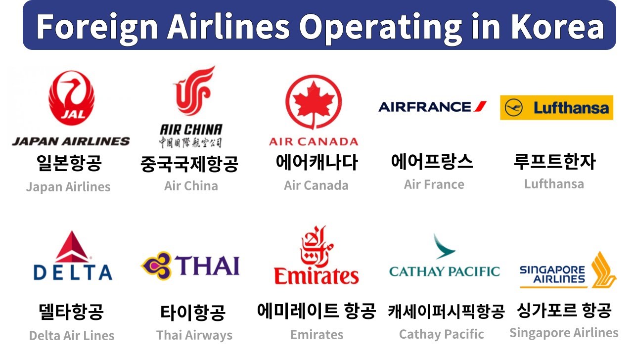 Foreign Airlines Operating in Koran 한국에 있는 외국항공사 - YouTube