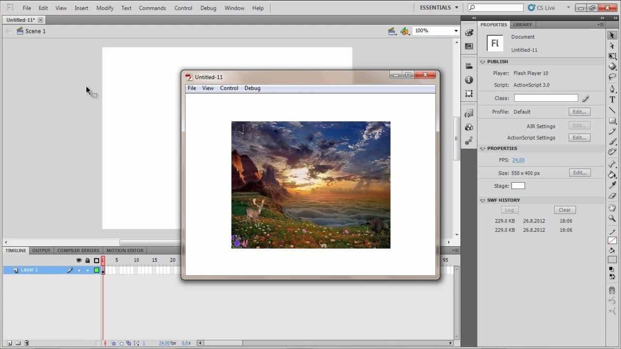 Adobe Flash Professional CS5 (Fade in Fade out) - YouTube