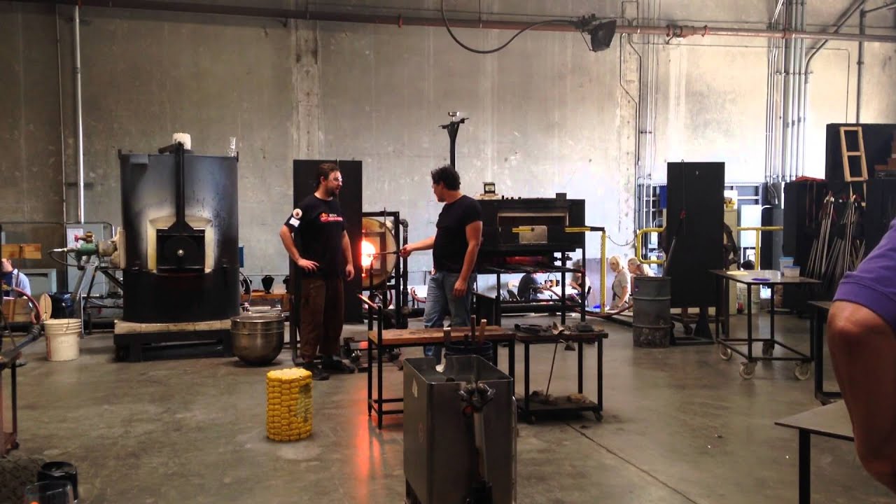 Glass blowing demonstration at The Crucible studios in West Okaland ...