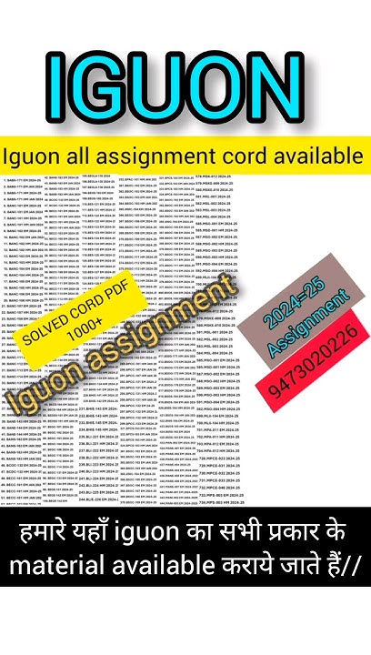 Ignou Assignment 20242025 Ytshorts Assignment202425 Ignou Ignouexam Pdf