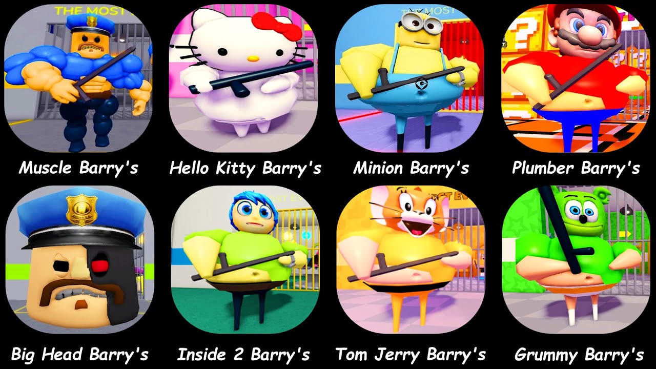 Roblox MUSCLE BARRY'S PRISON RUN,HELLO KITTY BARRY'S PRISON RUN,MINION ...