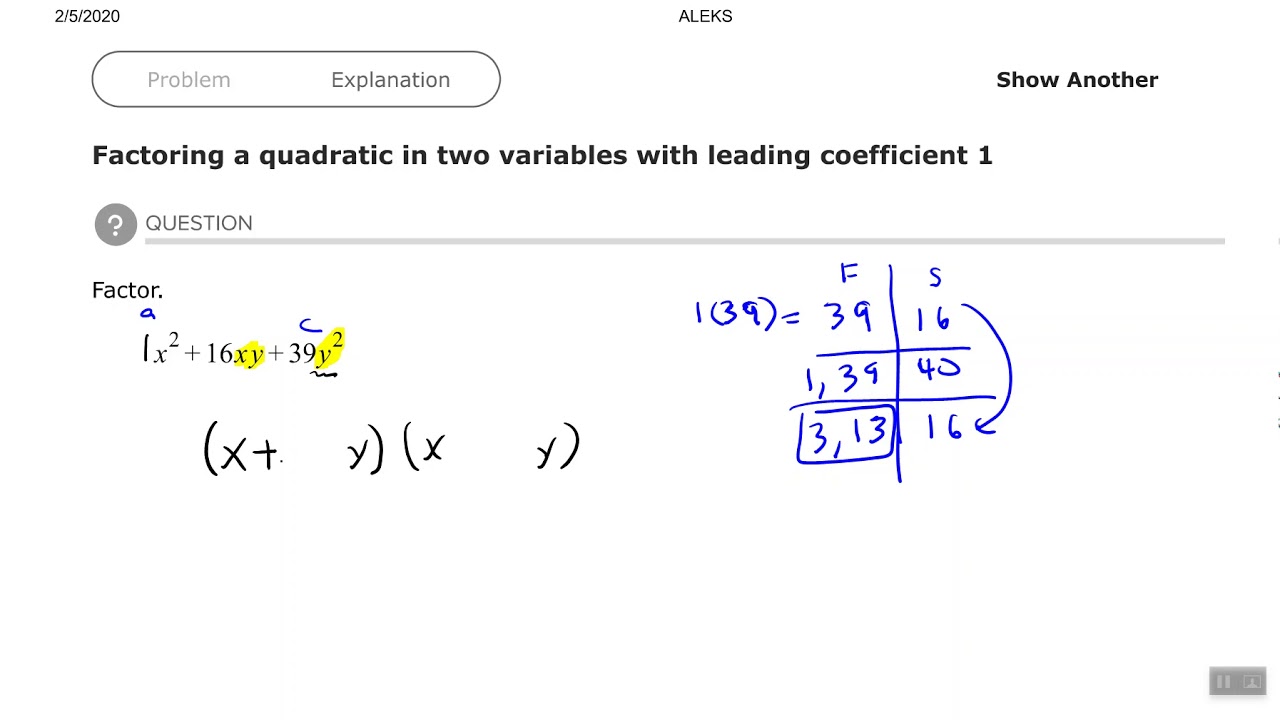 Factoring A Quadratic In Two Variables With Leading Coefficient 1 YouTube factoring-a-quadratic-in-two-variables-with-leading-coefficient-1-youtube