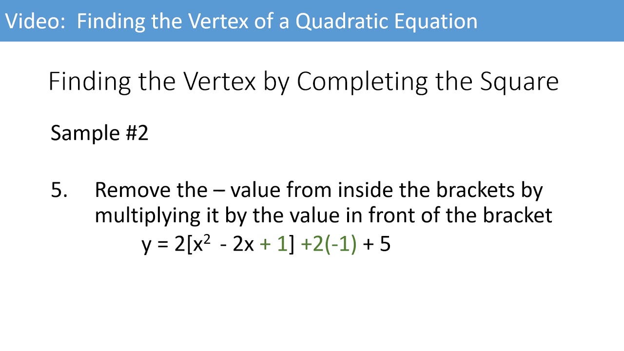 completing the square to find the vertex - YouTube