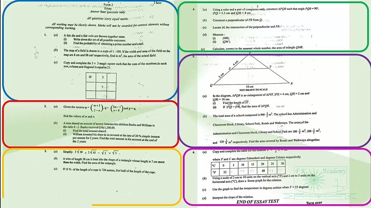 BECE 2024 Mathematics Paper 2 Essay Test - YouTube