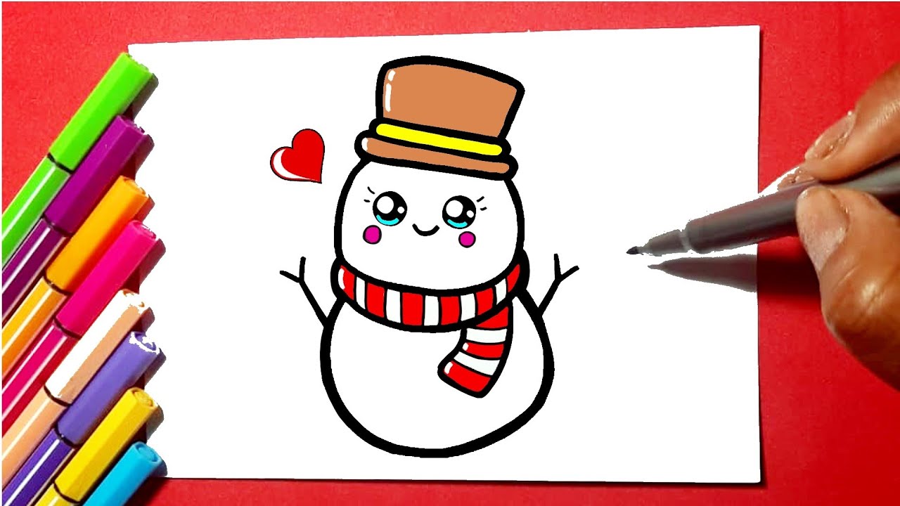 How to draw kawaii Snowman | Como desenhar Boneco de Neve - Christmas ...