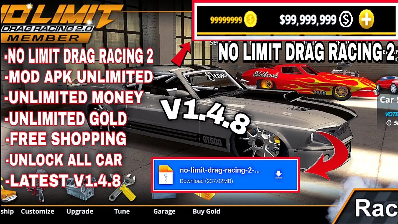 no limit drag racing 2 mod apk unlimited money unlock all car latest v1 ...