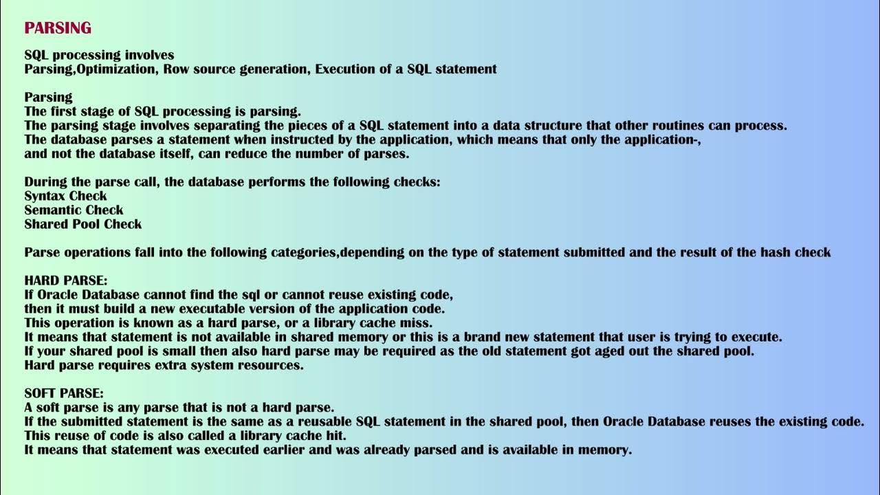 Oracle Dba Performance Oracle Sql Parsing Youtube