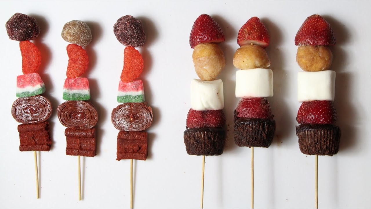 como hacer brochetas de bombon con chocolate - YouTube