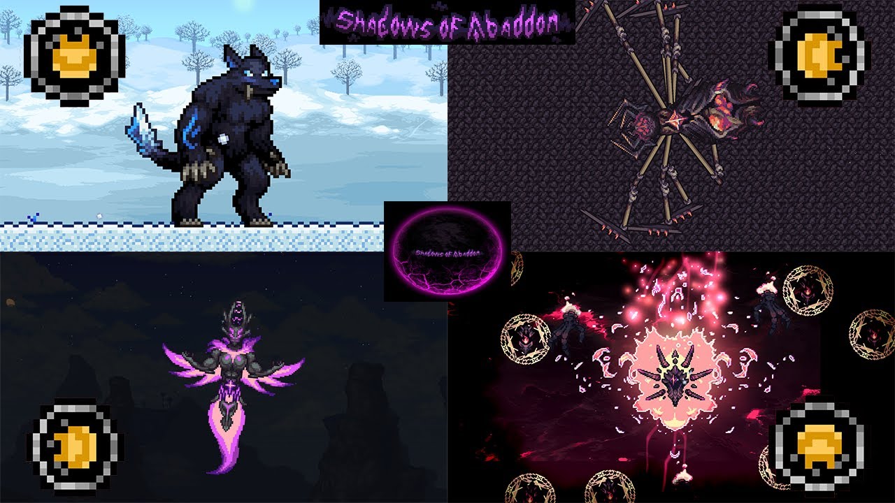 Terraria (1.4.4.9) : Shadows of Abaddon Mod - Magic Class VS All Bosses ...