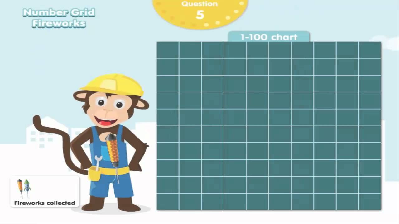100 number grid firework Kids Puzzle Learning Game free - YouTube