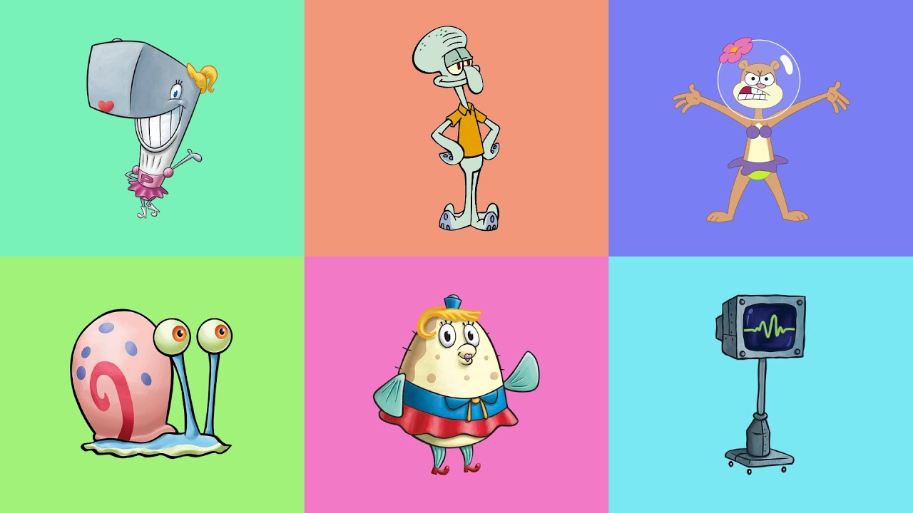 Spongebob Squarepants Pearl Squidward Sandy Gary Mrs Puff Karen Youtube