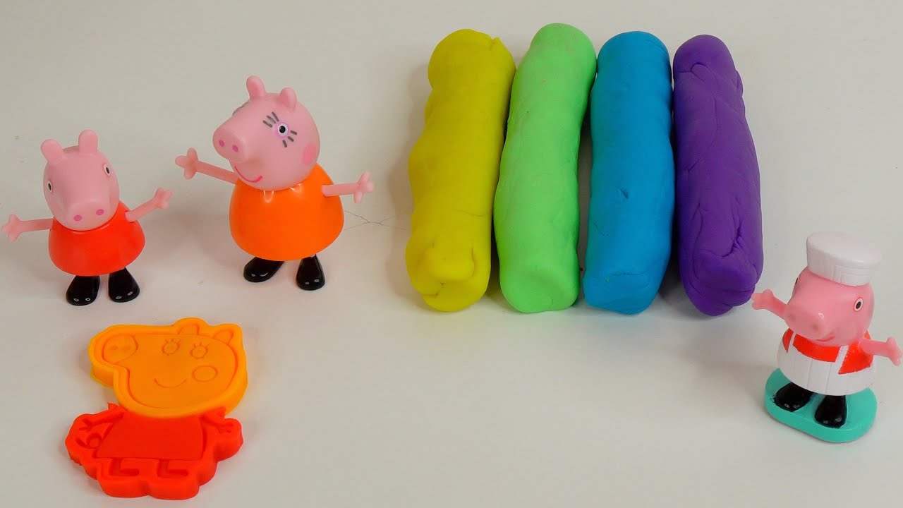 Peppa PIG Play Dough Heads Colours and Kinetic Sand learning ...