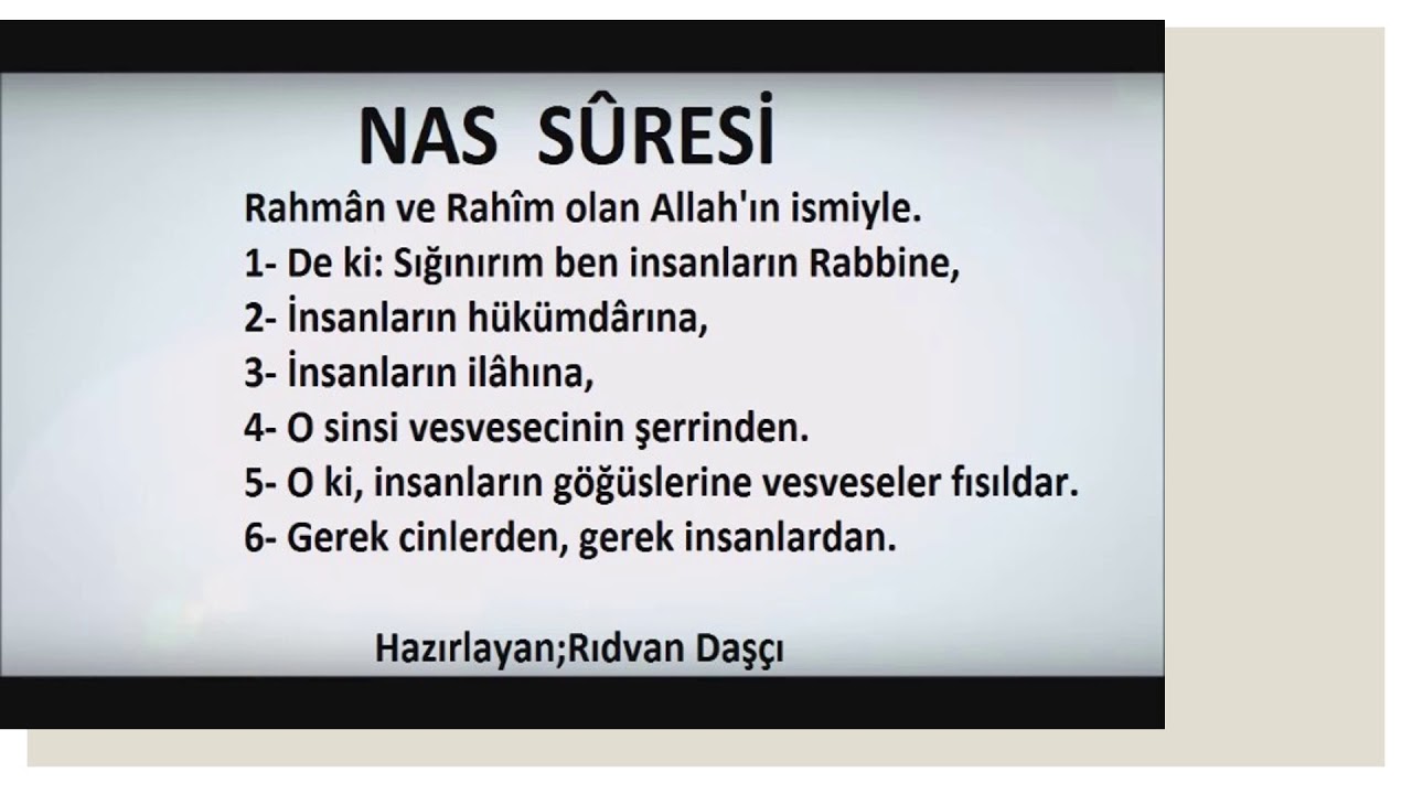 Nas Suresi ve anlamı - YouTube