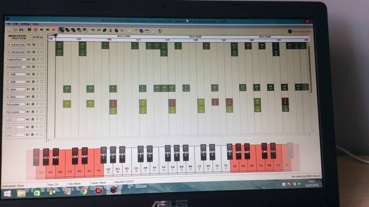 Acoustic Curves in minecraft Noteblock studio by animusic (read ...