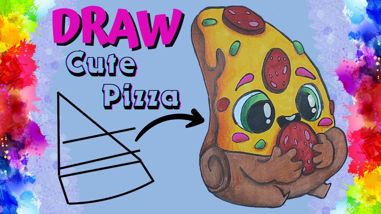 How to draw Cute Pizza? || Easy Cute Pizza drawing || Easy tutorial ...