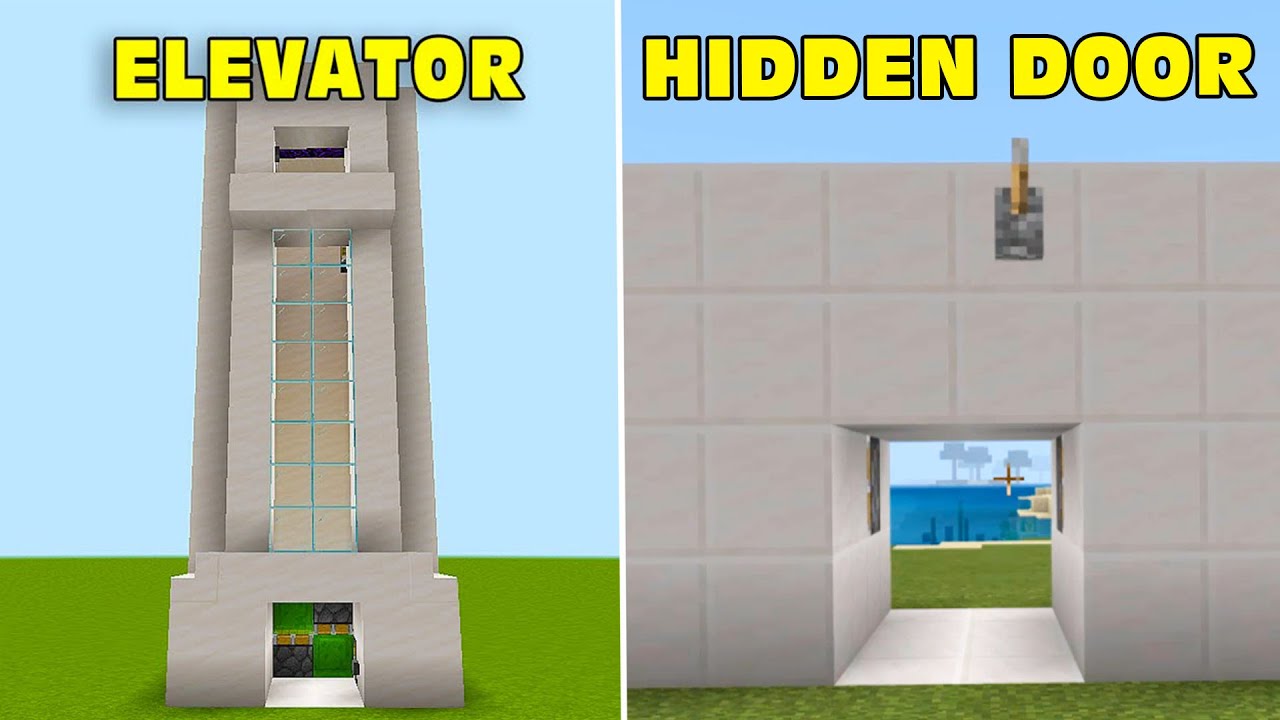 3+ Simple Redstone Build (Elevator, Hidden Door) in Minecraft Bedrock ...