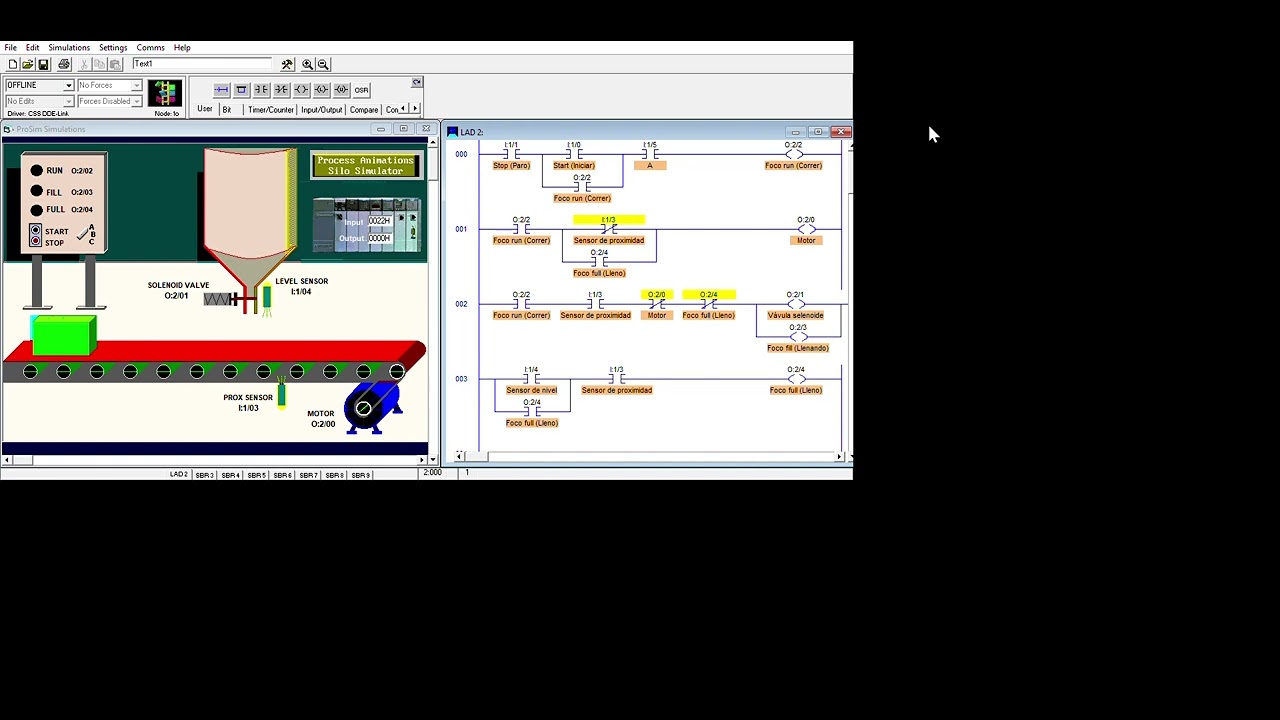 Práctica PLC Simulación del silo Práctica 2. - YouTube