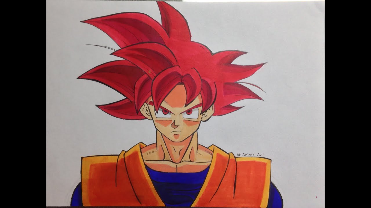 Drawing Goku SSJ God - YouTube