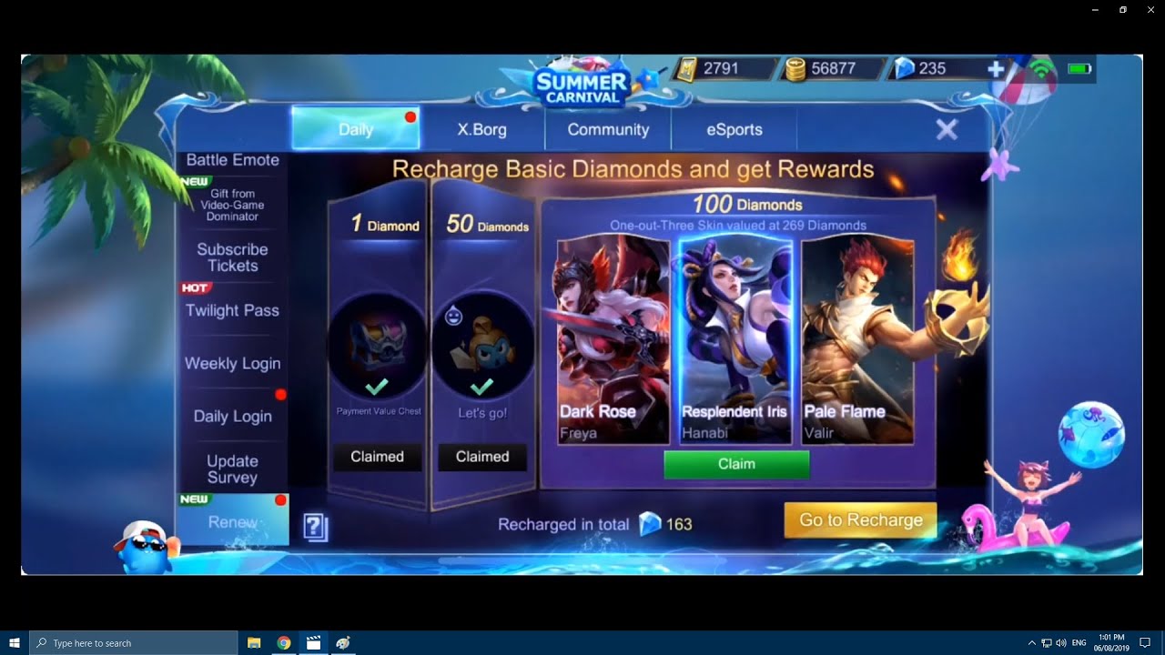 Recharge 100 diamonds and get many rewards! - Mobile Legends - YouTube