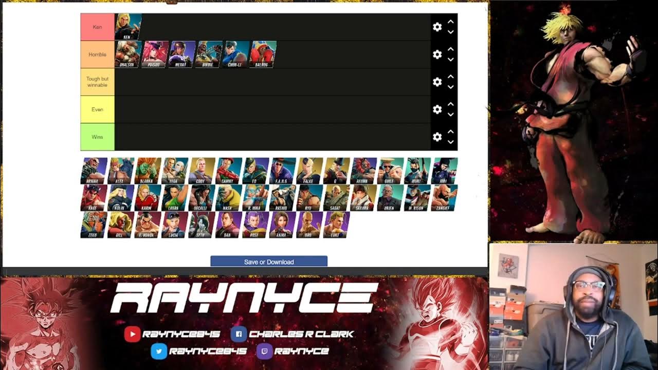 Ray Ranks (SFV-Ken Match up chart Season V final season) - YouTube