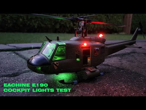 Eachine E190 green cockpit lights test in dark - YouTube