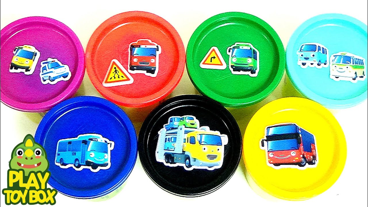 Learn Colors TAYO BUS Play Doh Surprise Eggs Toys Disney Cars Super ...