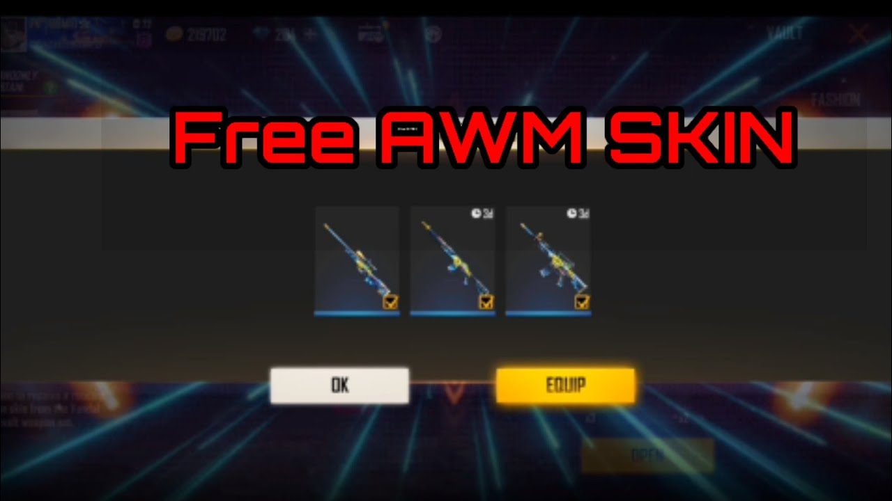 free fire new Unboxing video //AWM Skin parmanent - YouTube