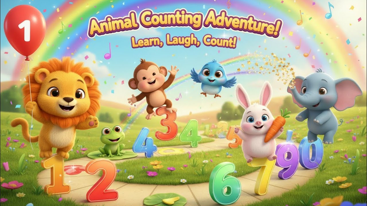 Animal Counting Adventure 🦁🐘 | Fun Numbers Song for Kids - YouTube