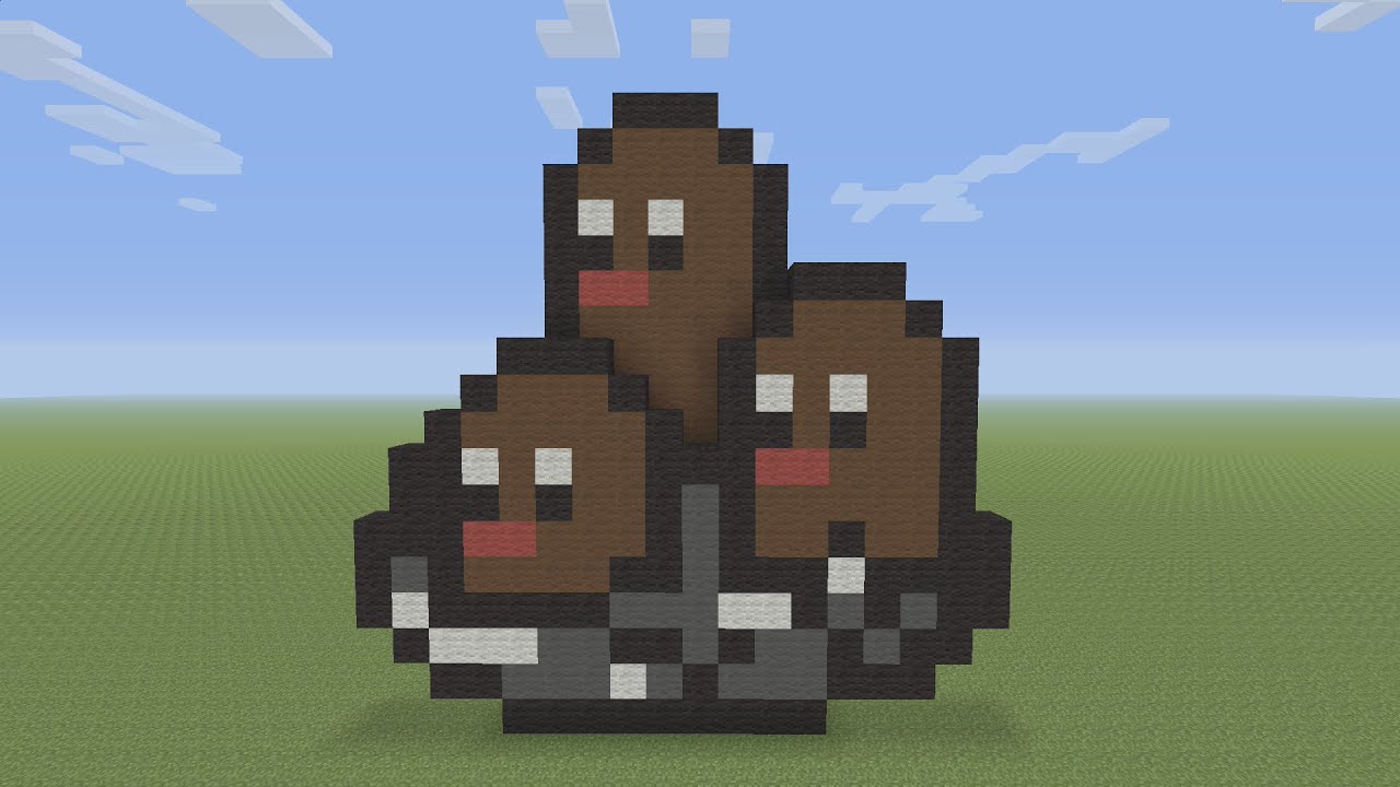 Minecraft Pixel Art - Dugtrio Pokemon #51 - YouTube