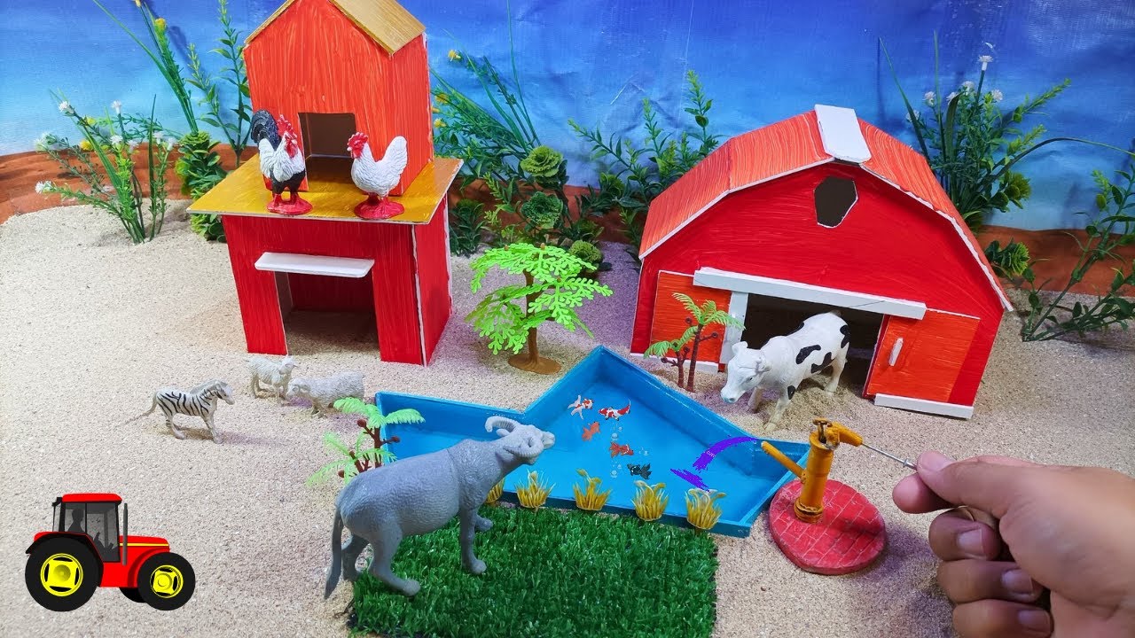Best DIY Barnyard Sheep, Cow Farm Small Farm Diorama Miniature water ...