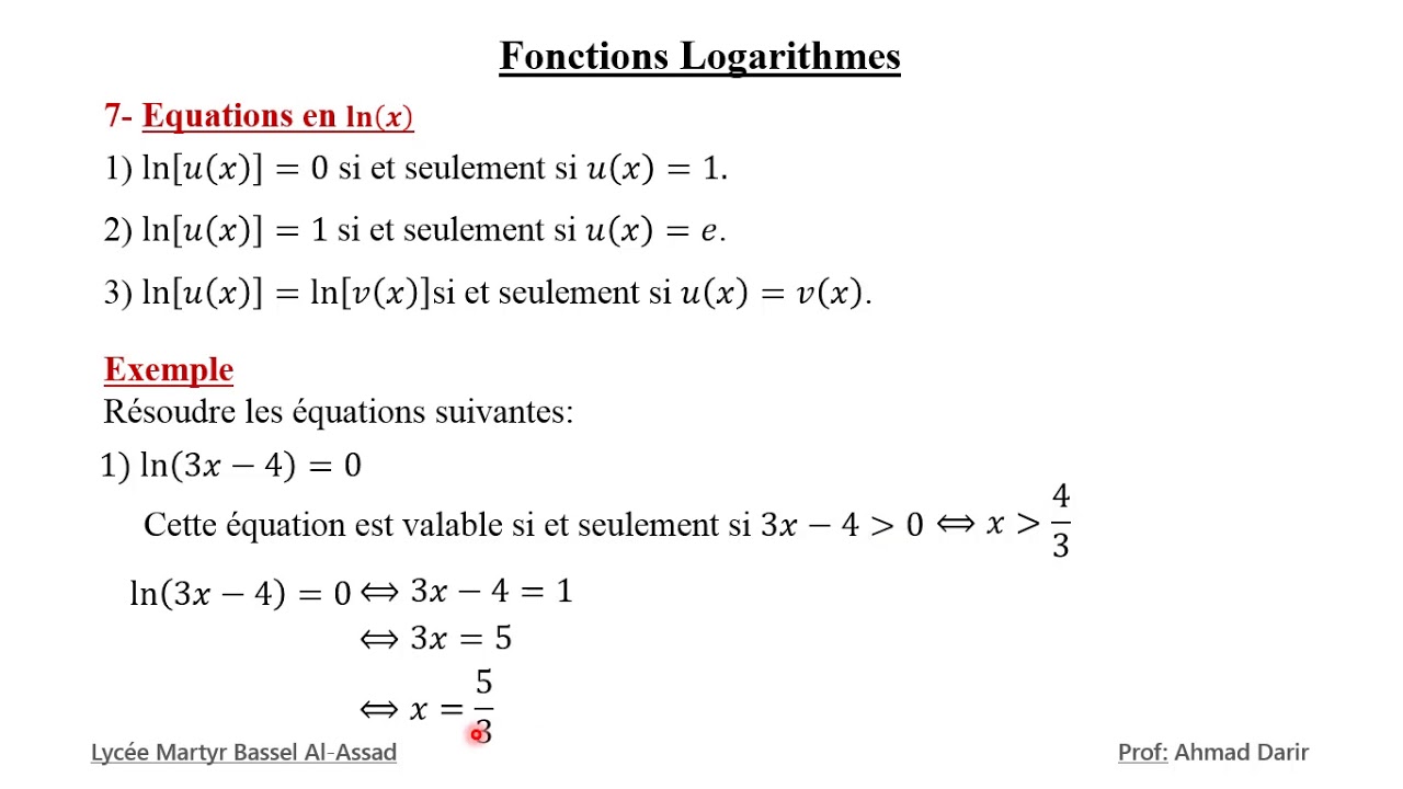 Logarithme cours 2 - YouTube