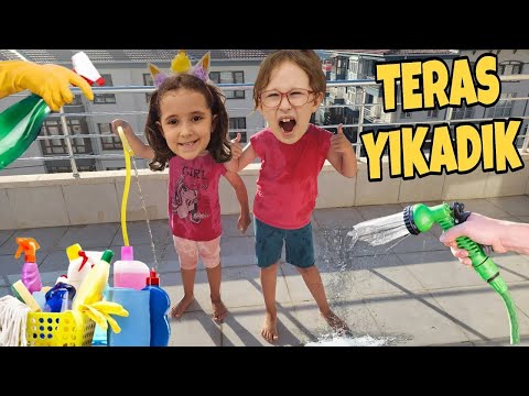 EYVAH !! TERAS ÇOK KİRLENMİŞ !! BAHAR BANU ALYA TERASI YIKAYALIM !!