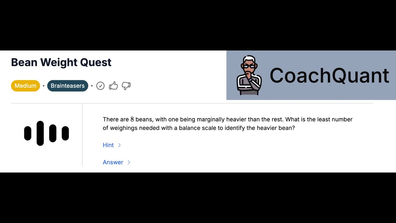 Quant Interview Question - Bean Weighing - YouTube