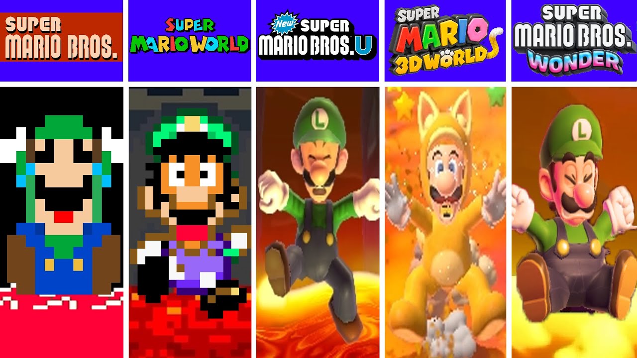 Evolution of Luigi Falling Lava, Game Over Screens Super Mario Games ...