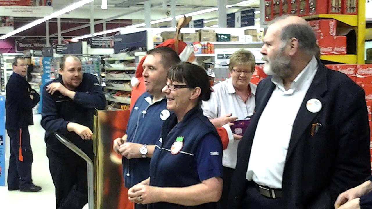 Santa comes to visit Alloa Tesco Nightshift. - YouTube