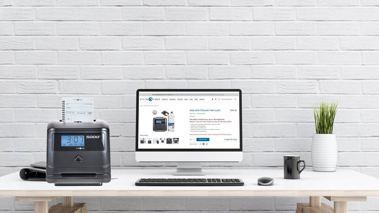 Pyramid 5000 Auto Totaling Time Clock - YouTube