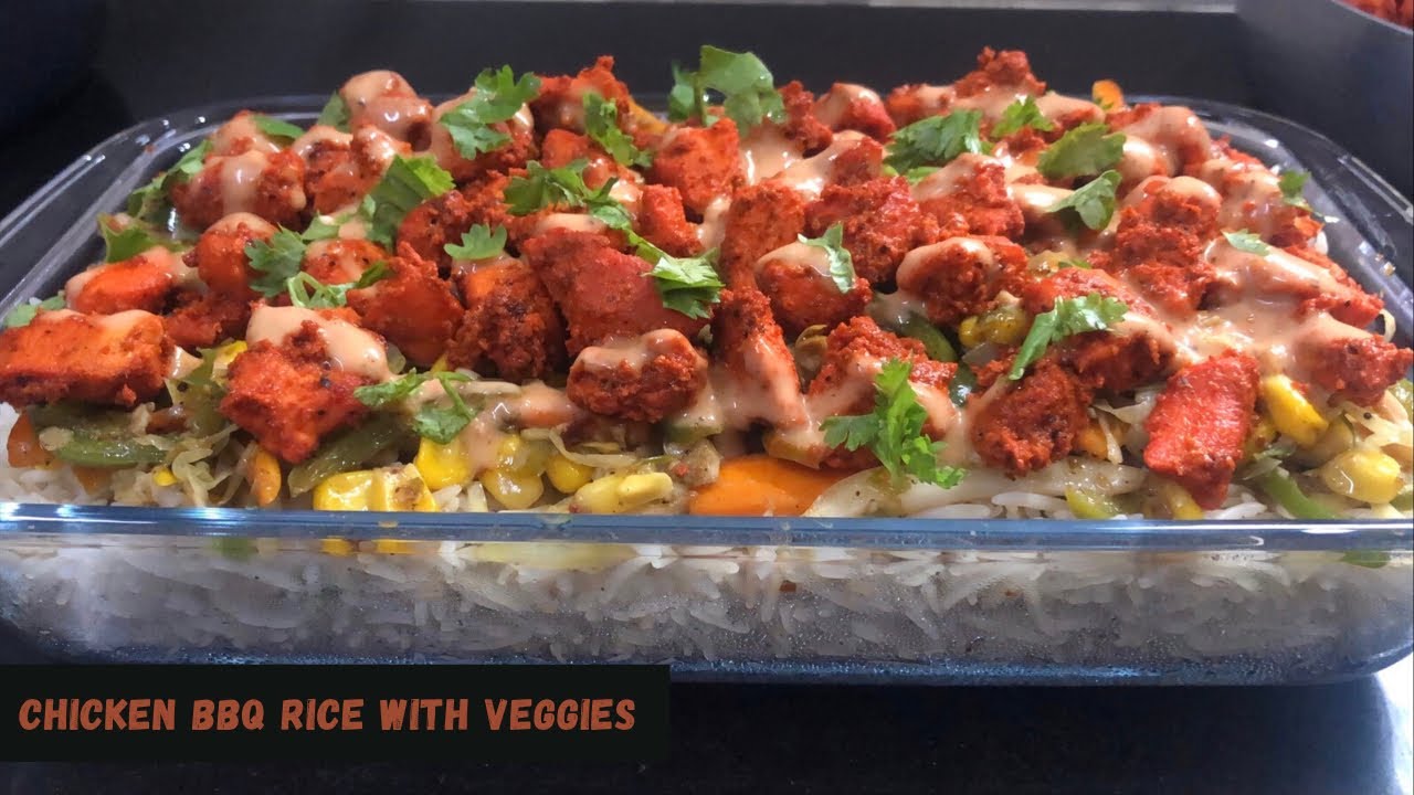 Chicken bbq Rice Recipe bbq Biryani | Chicken bbq Rice Platter |Chicken ...