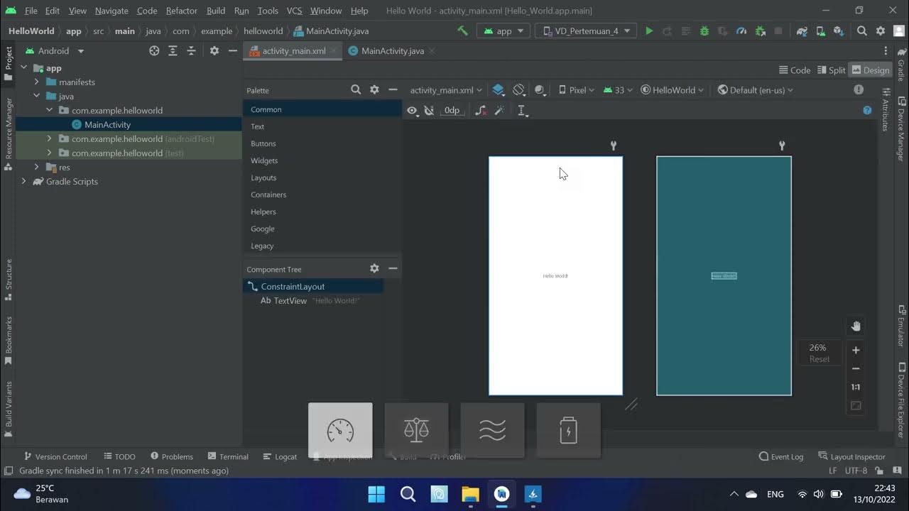 Tutorial Membuat Hello World di Android Studio - YouTube