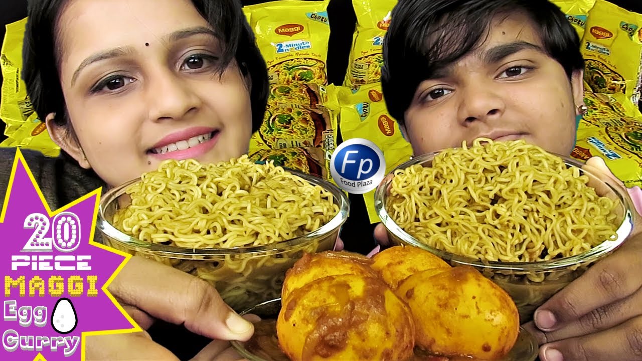 20 PIECE MAGGI NOODLES | SPICY FOOD EGG CURRY EATING CHALLENGE | ANDA ...