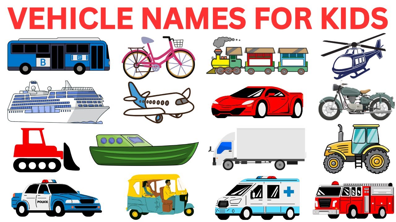 Vehicles Names With Pictures for Kids 🚗🚒 | Vehicle Names in English for ...