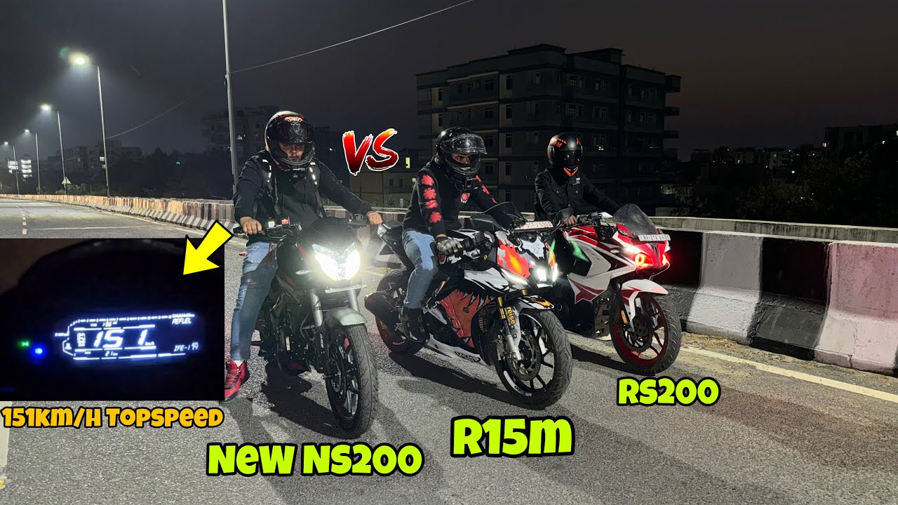 |NEW NS200 2024🔥vs R15M vs RS200 | TOPEND | DRAG RACE |HS MOTOTUBE ...