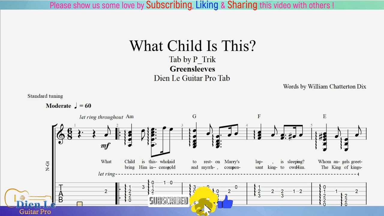 For Classical Guitar with TABs - What Child Is This (Christmas songs ...