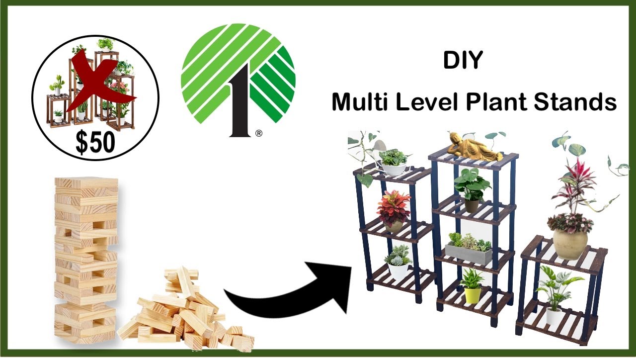DIY elegant set of multi tier plant stands just using DT jenga blocks ...