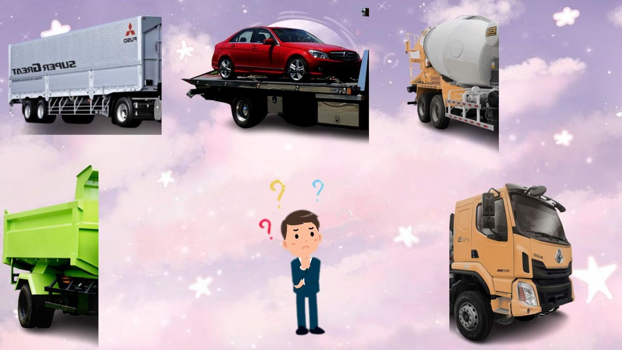 Menebak gambar dengan benar dan mencocokkan truk molen,dump truk,truk ...