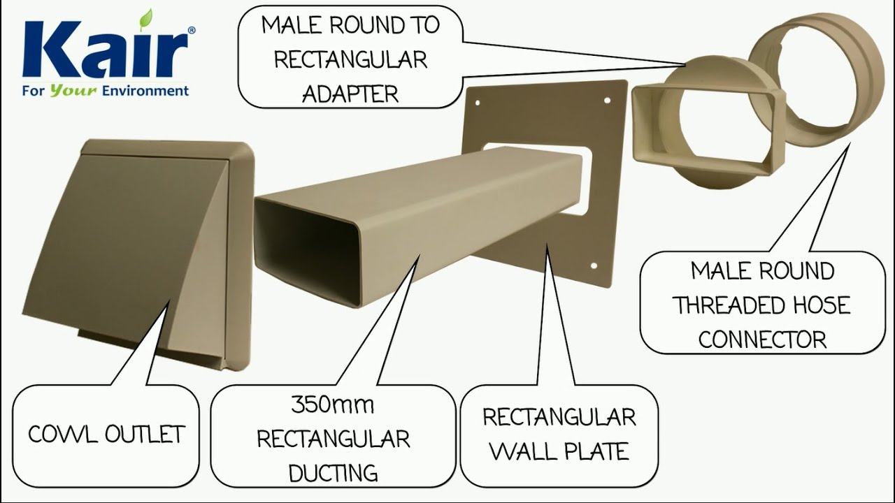 TUMBLE DRYER KIT WITH COWL OUTLET - RECTANGULAR DUCTING 110 x 54mm ...